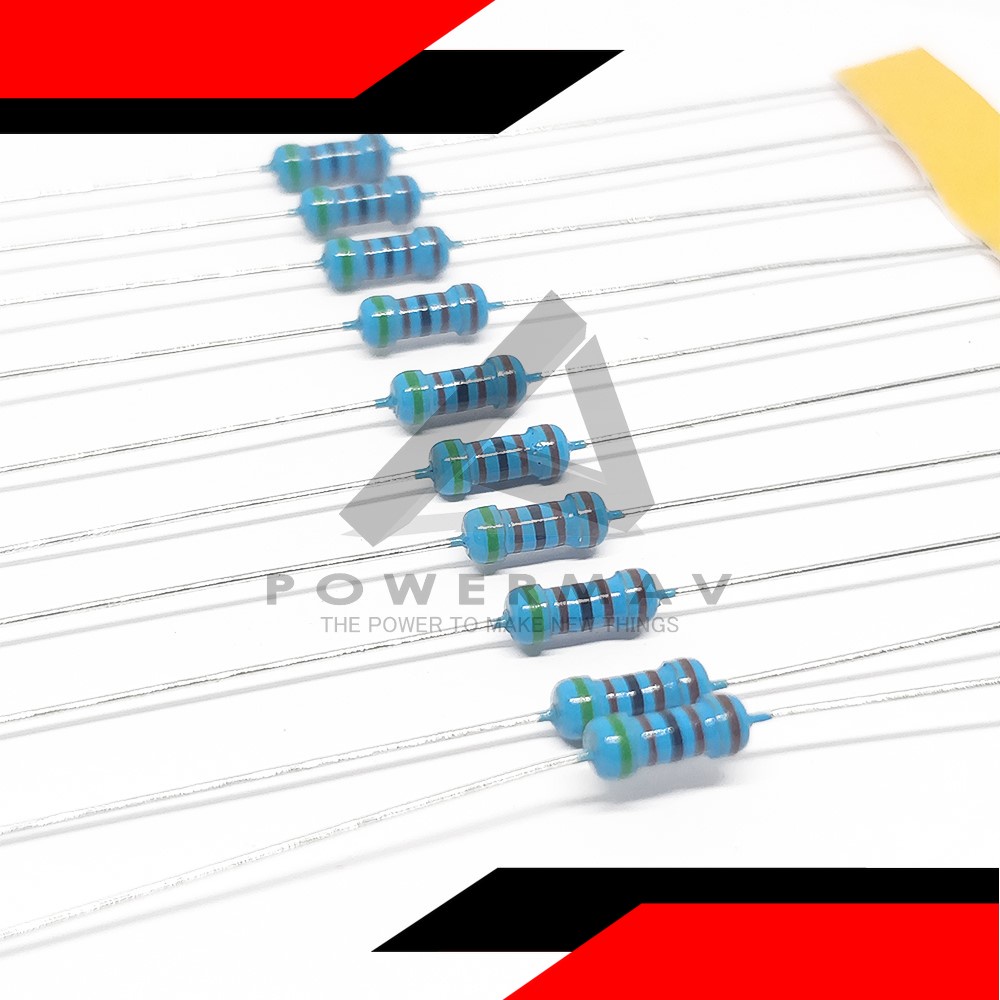 10pcs 5.1k ohms 5 band 1/4w Metal film resistor 1% ohm for pcb ...