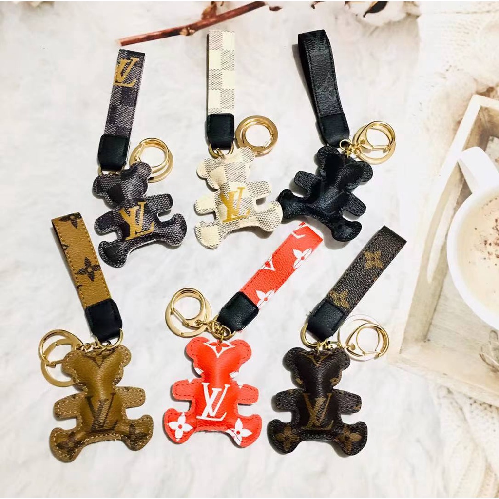 Luxury Brand Bear Leather Keychain With Handle Women Bag Charms Fashion ...