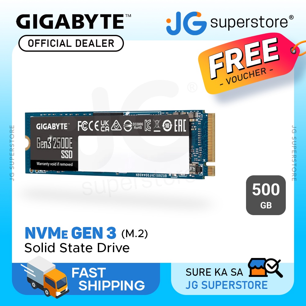 GIGABYTE 500GB M.2 NVMe Gen 3 SSD Storage Solid State Drive with 2.3GB ...