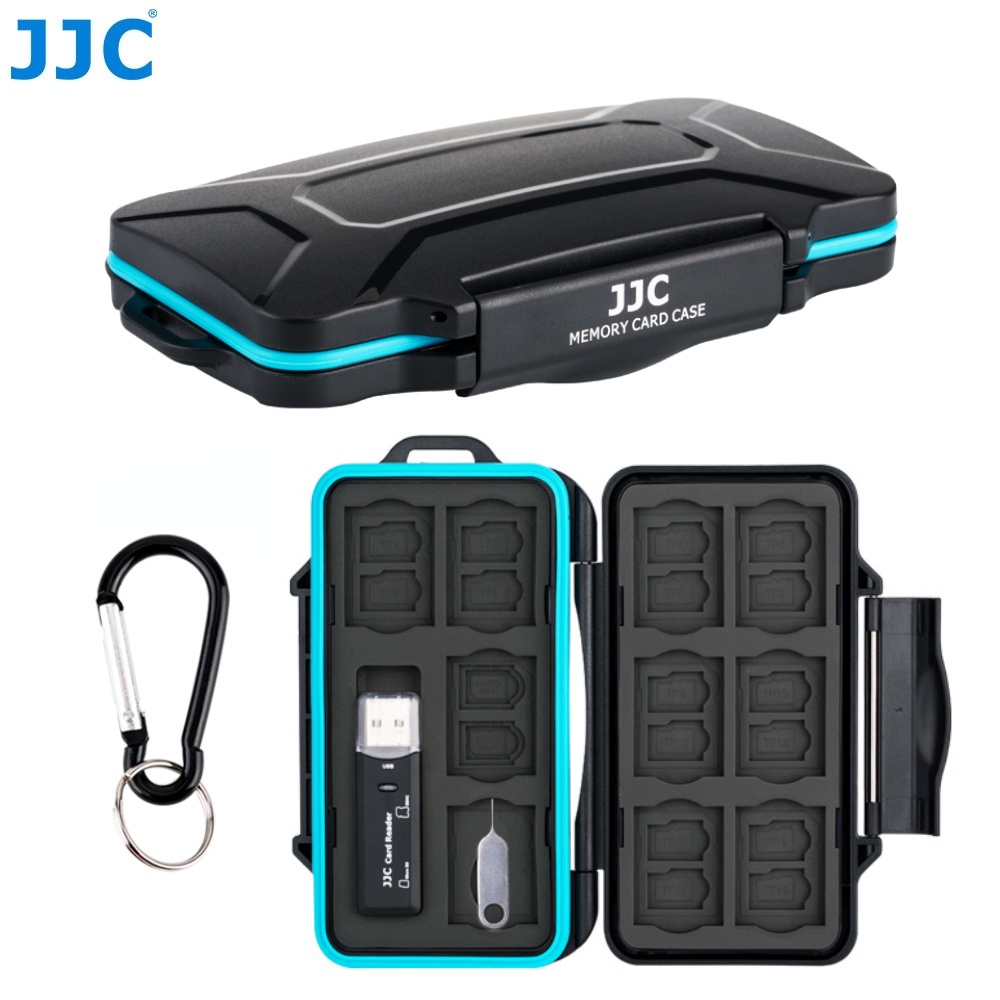 JJC 2 In 1 Deluxe Memory Card Case with USB 3.0 High Speed Card Reader ...