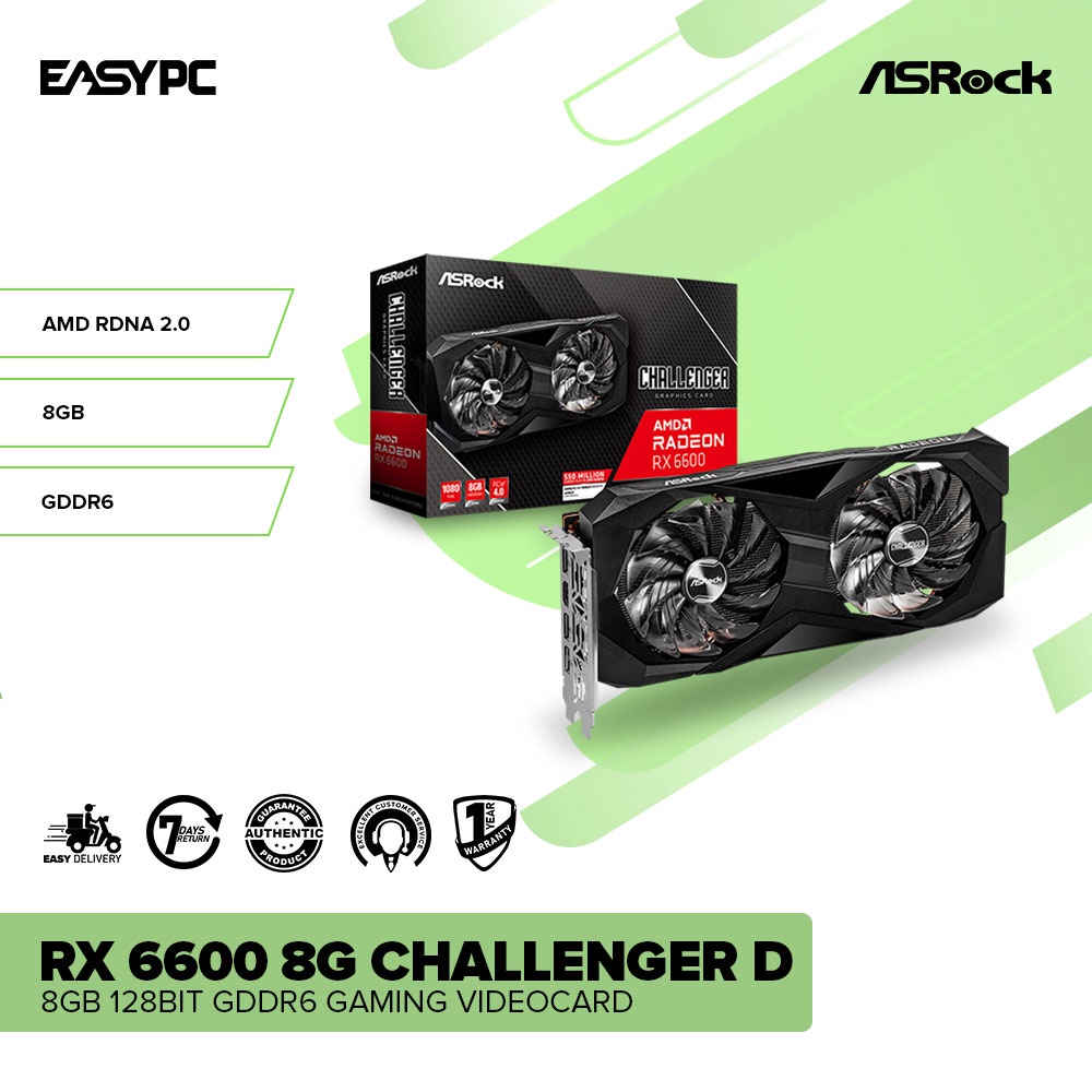 EasyPC | Asrock RX 6600 8G CHALLENGER D | CHALLENGER White 8gb 128bit ...