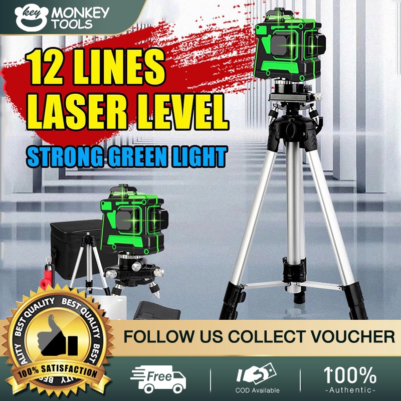 Laser Water Pass Digital Self-Leveling Projector Green Laser 12 Lines ...