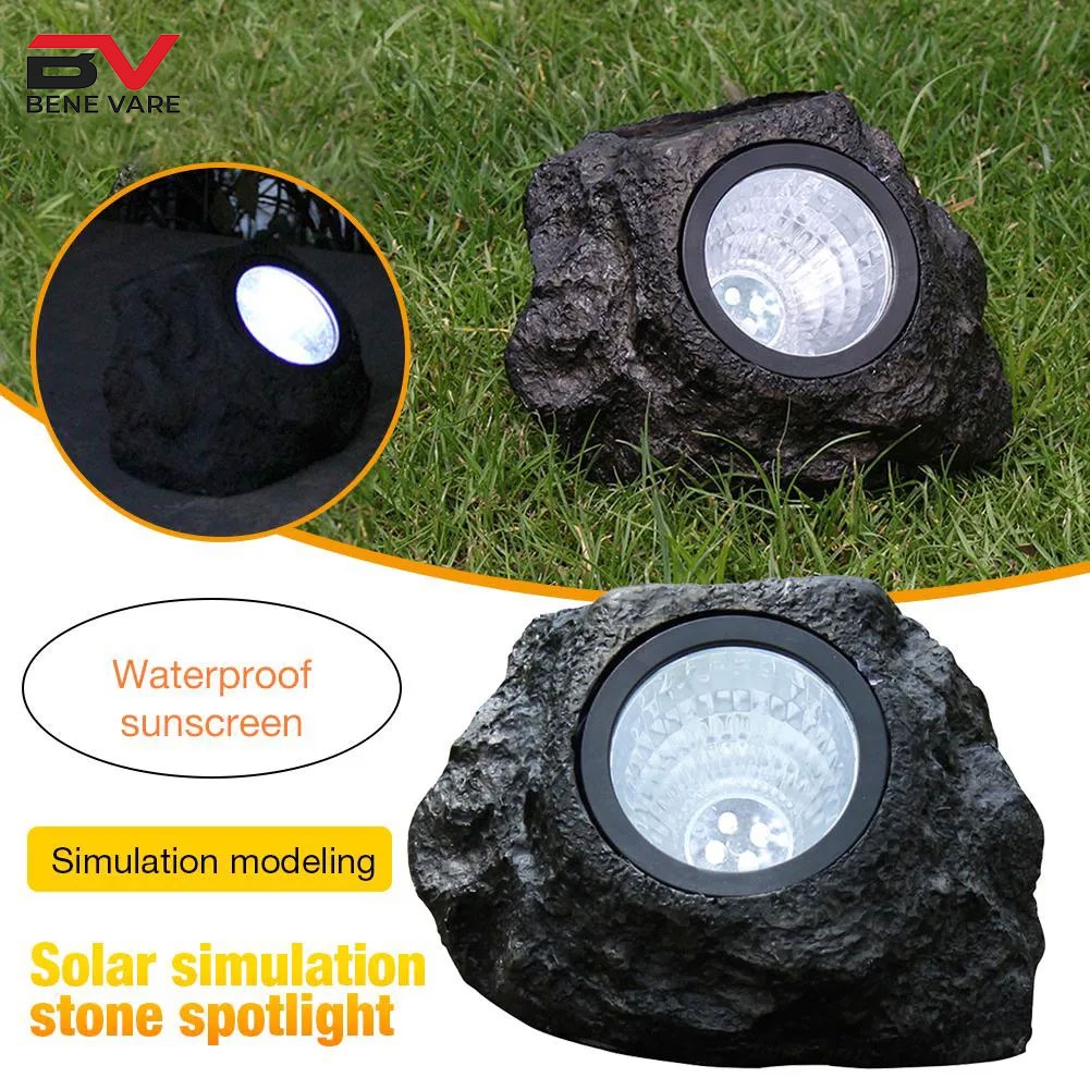 Solar light stone shape outdoor waterproof garden lights villa lawn ...