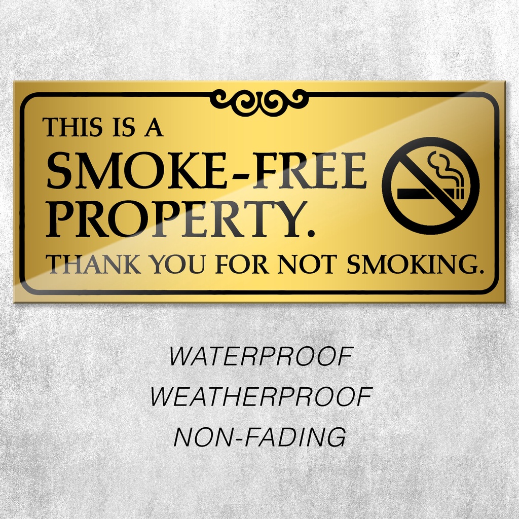 LE Acrylic Sign Smoke Free Property No Smoking Standard 9.5 x 4.3 in (1 ...