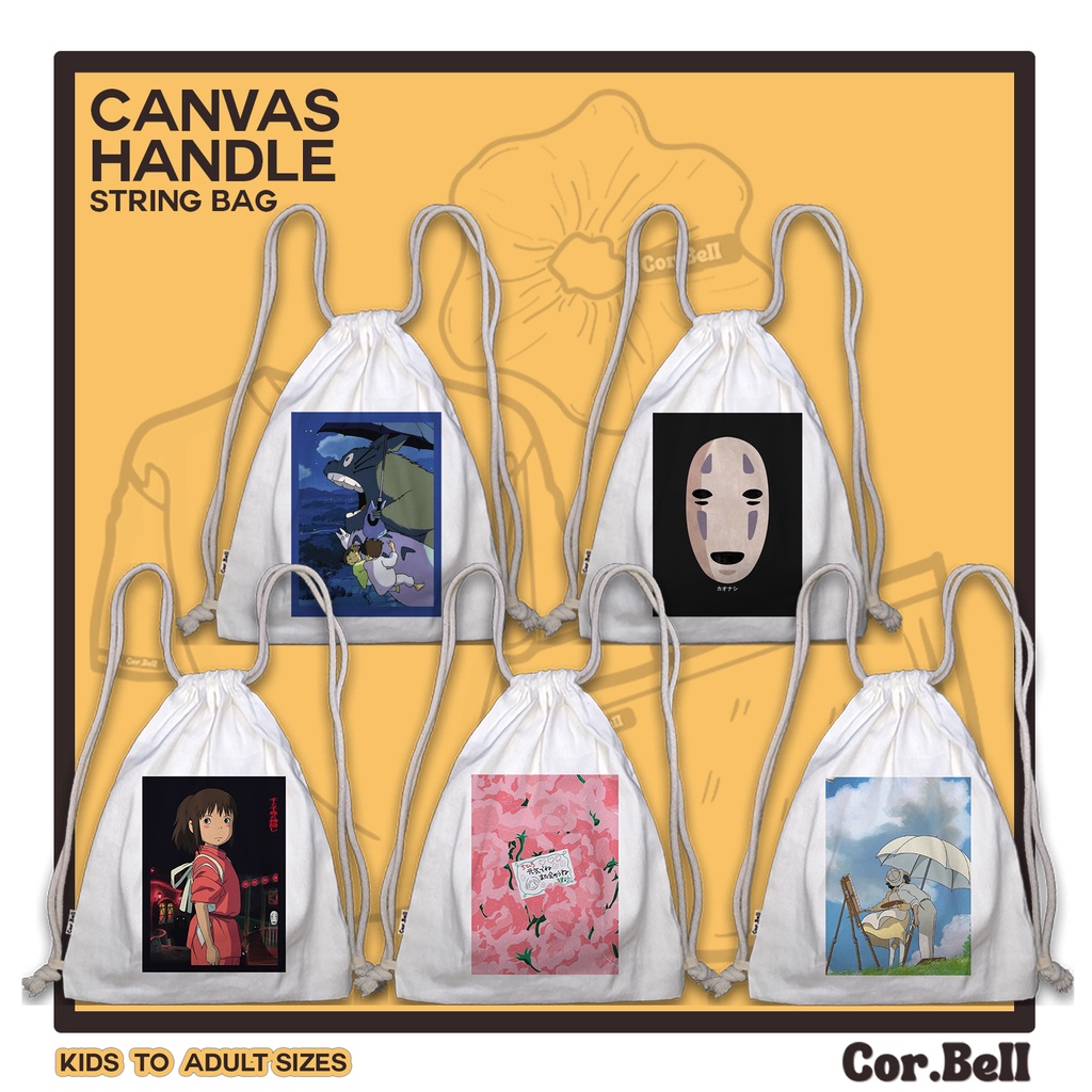 String Bag STUDIO GHIBLI Movie Cast Canvas Katsa Korean Drawstring Bag ...