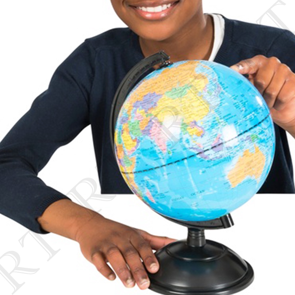 World Globe Map With Swivel Stand Geography Rotating Map Educational ...