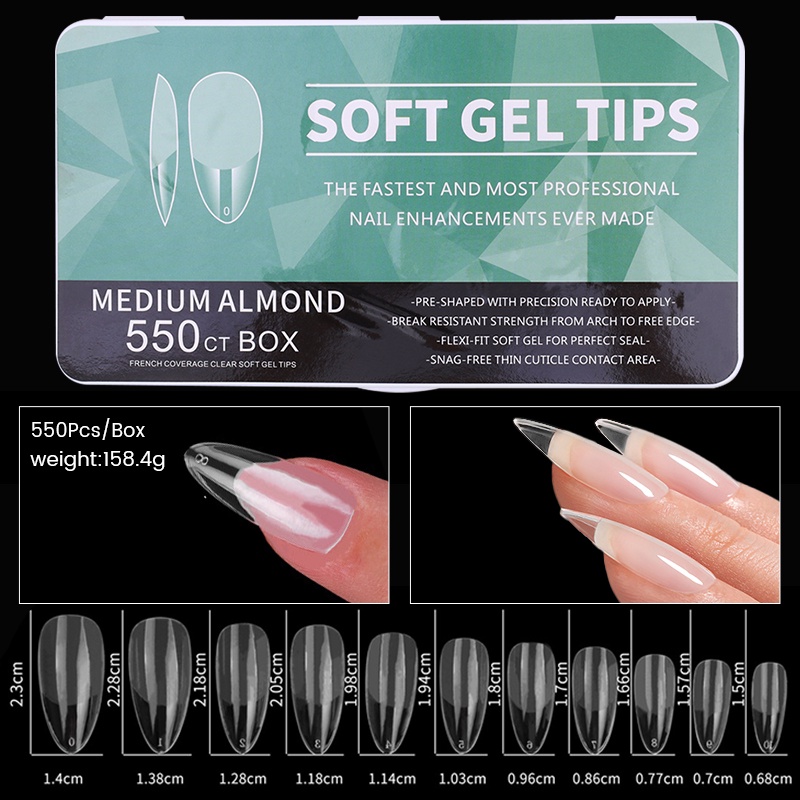 Born Pretty Matte Soft Gel Tips False Press on Coffin Almond Oval ...