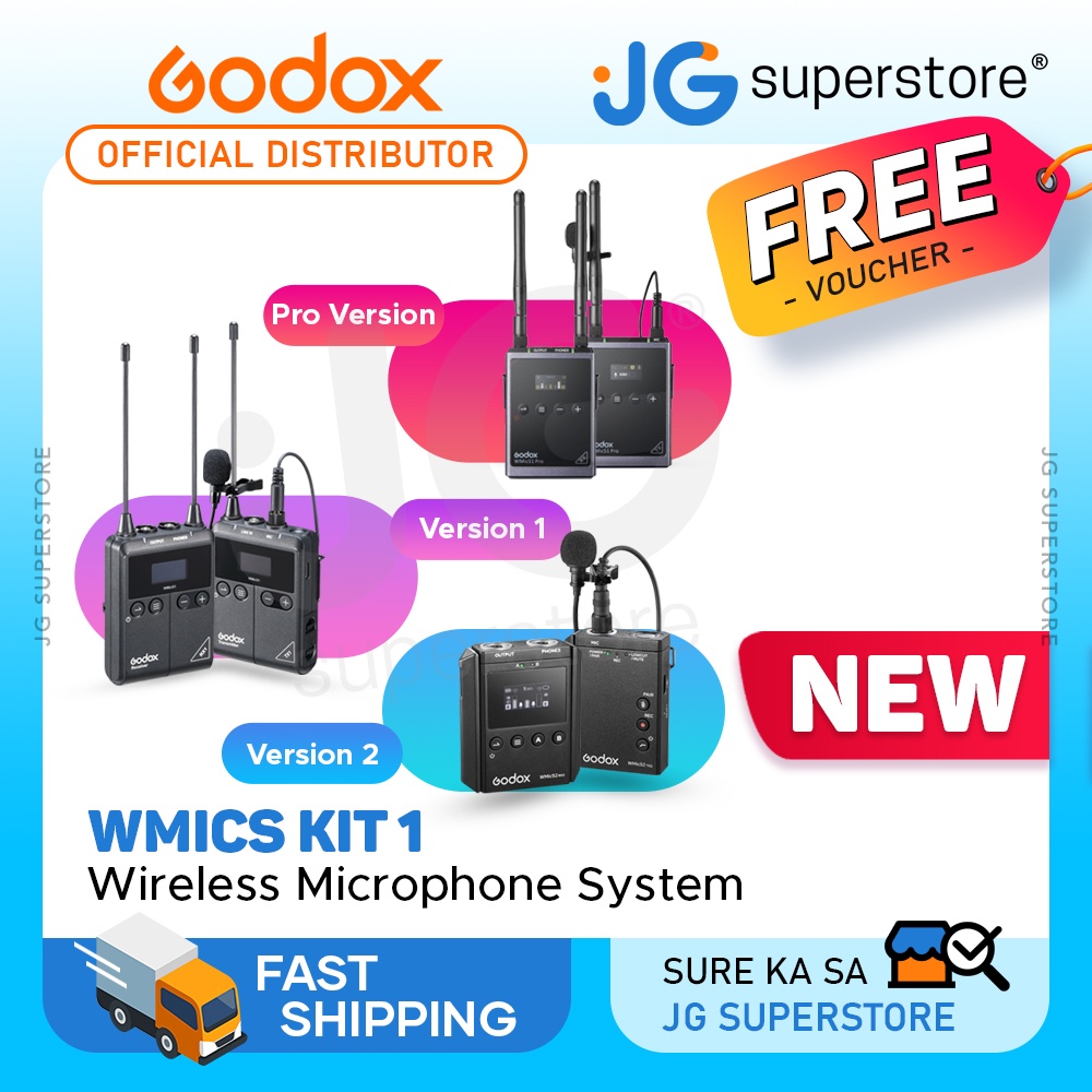Godox WMicS1 WMicS2 Kit 1 Clip-On UHF Wireless Omnidirectional Lavalier ...