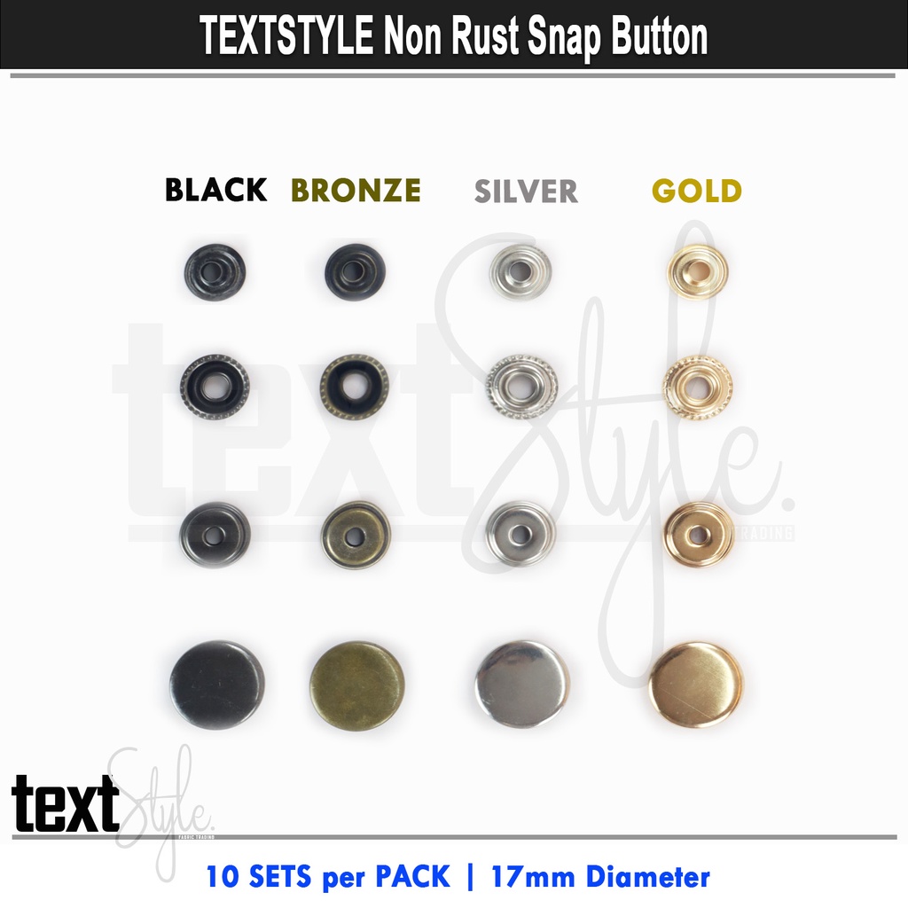 Textstyle 17mm Non Rust Snap Button (10 SETS per PACK) | Shopee Philippines