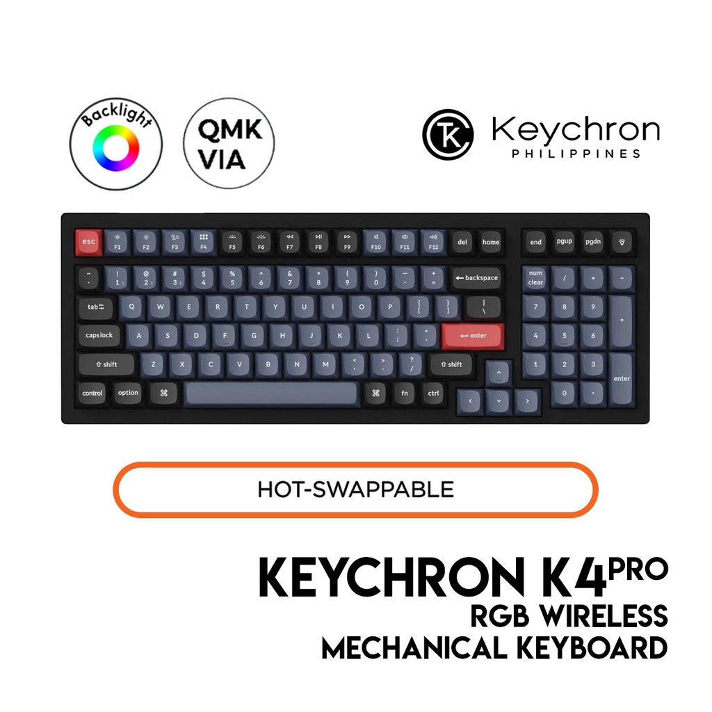 Keychron K4 Pro QMK Mechanical Keyboard 96%, Wired/Bluetooth, RGB, QMK ...