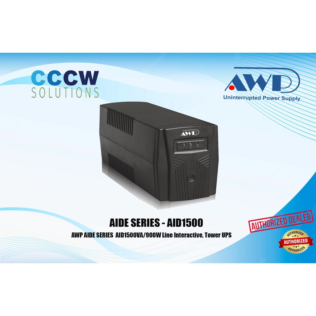 AWP AIDE SERIES AID1500 1500VA/900W Line Interactive, Tower UPS ...