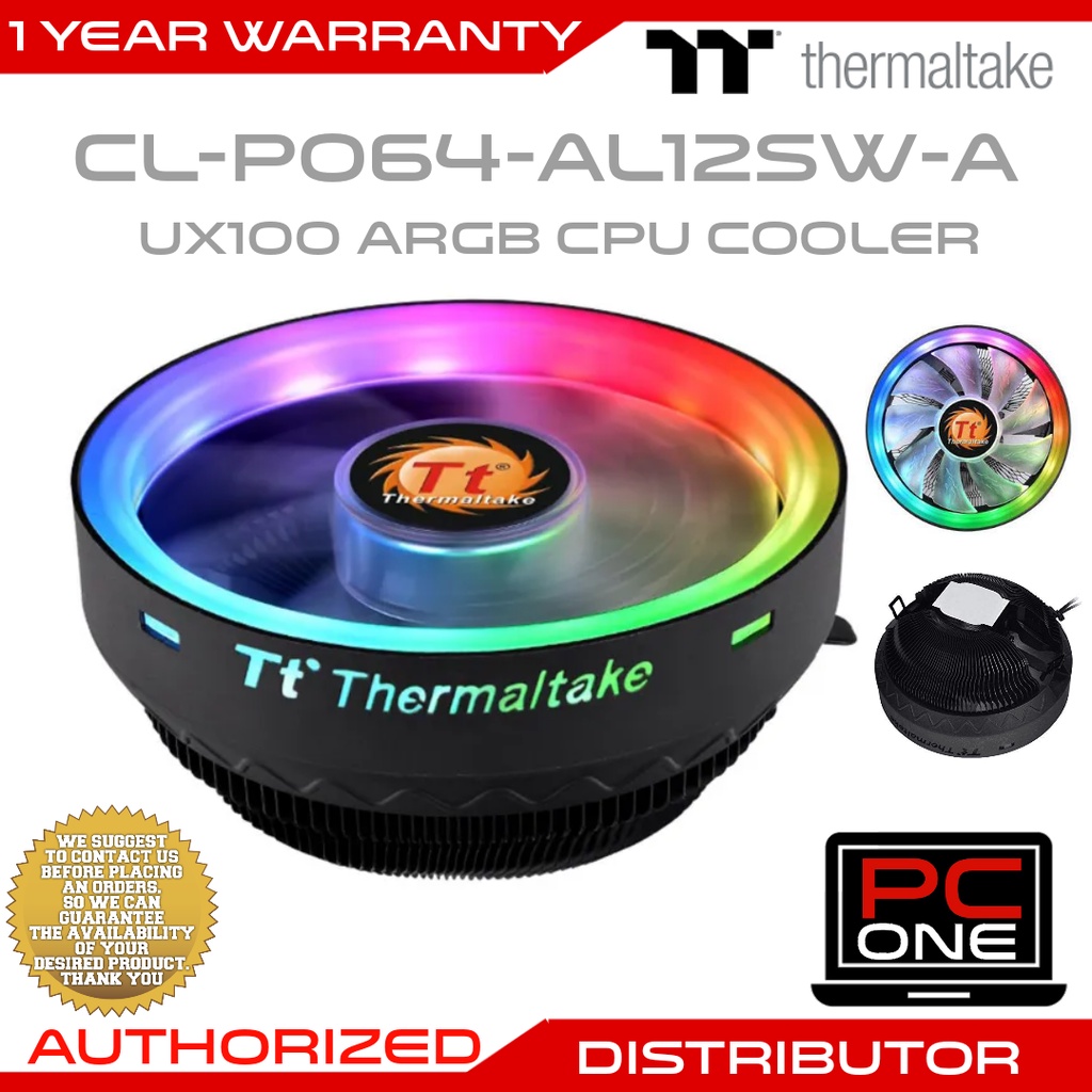 Thermaltake CL-P064-AL12SW-A UX100 ARGB CPU Cooler [120mm ARGB Fan, MB ...