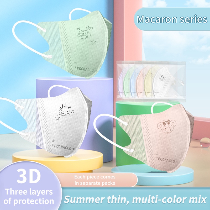 Macaron Color Women Disposable Adult Face Mask 3D 3 Layer Prevention ...