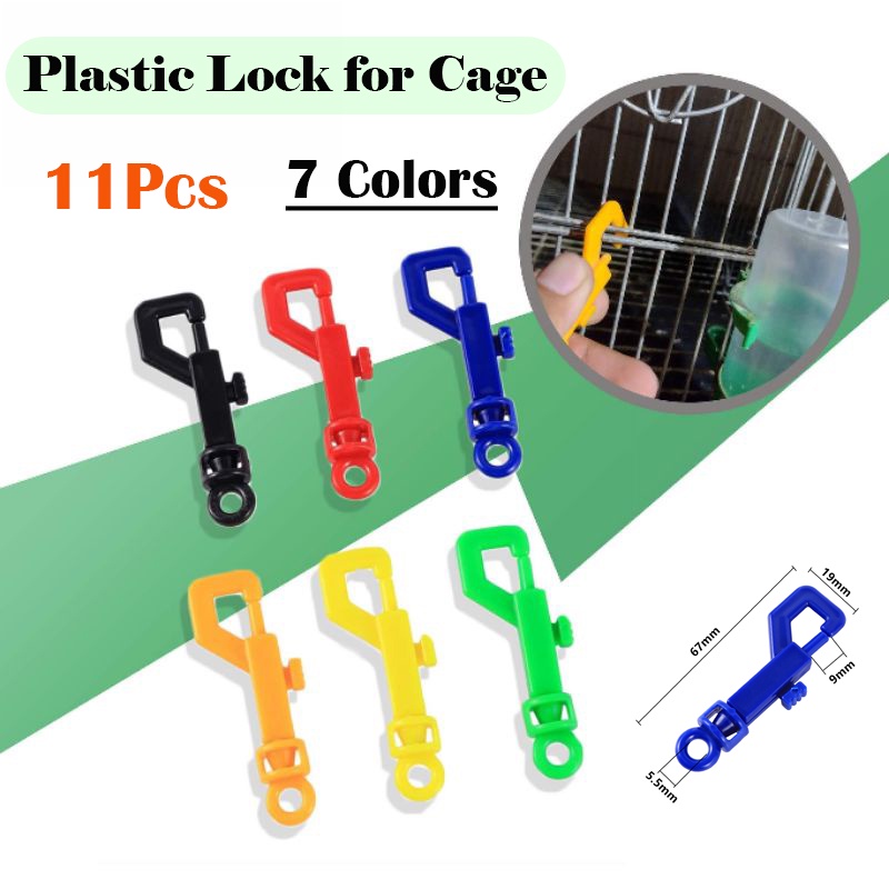 11/22/55Pcs Mixed Color Bird Cage Lock Plastic Door Hook Lock P Spring ...