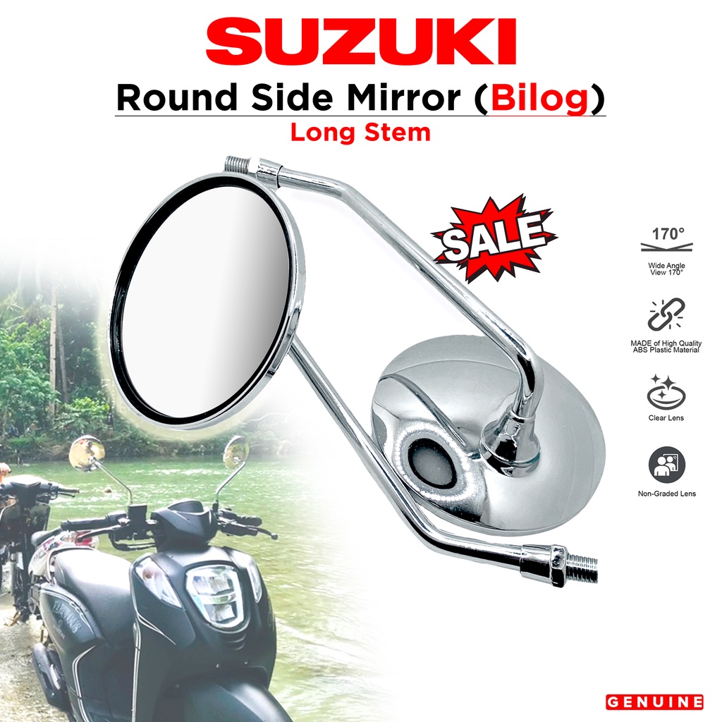 Suzuki Raider R150 Carb | Round Circle Side Mirror Chrome Long Stem ...