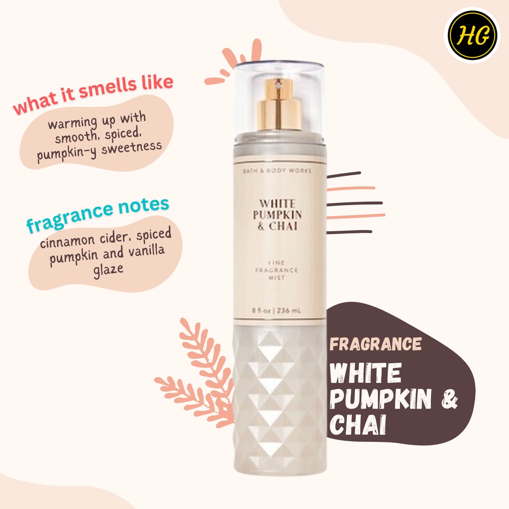 Bath and Body Works White Pumpkin & Chai Fine Fragrance Mist 236mL ...