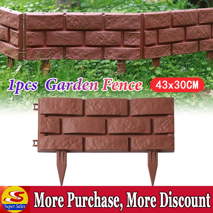 【SuperSales】43*30CM Garden Fence Plastic Lawn Edging Blocks Patio ...