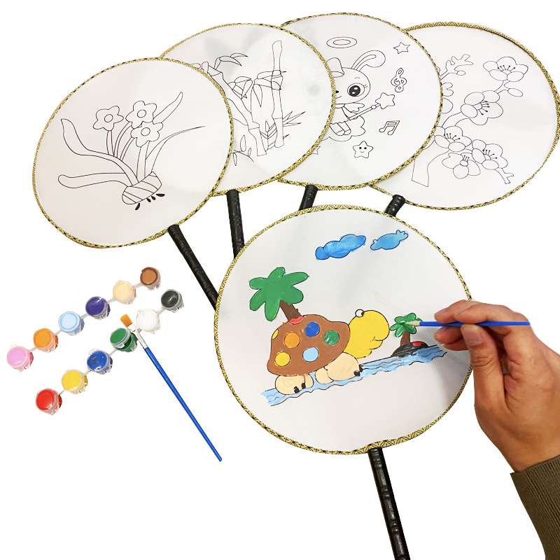 [RANDOM DESIGN] DIY kids coloring cartoon hand fan craft kindergarten ...