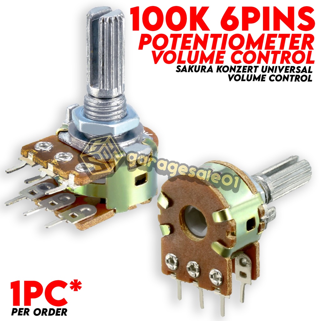 100K 6 Pins Potentiometer Universal Volume Control Master Volume for ...