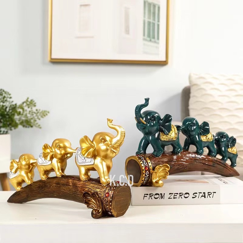 Three Elephant Decor Standing in Ivory Decor, Unique Elephant Figurines ...