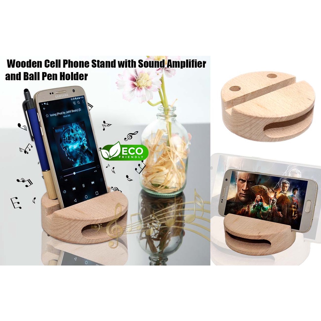 Bamboo Mobile Stand with Amplifier Speaker Rectangle MHA-760, Round ...