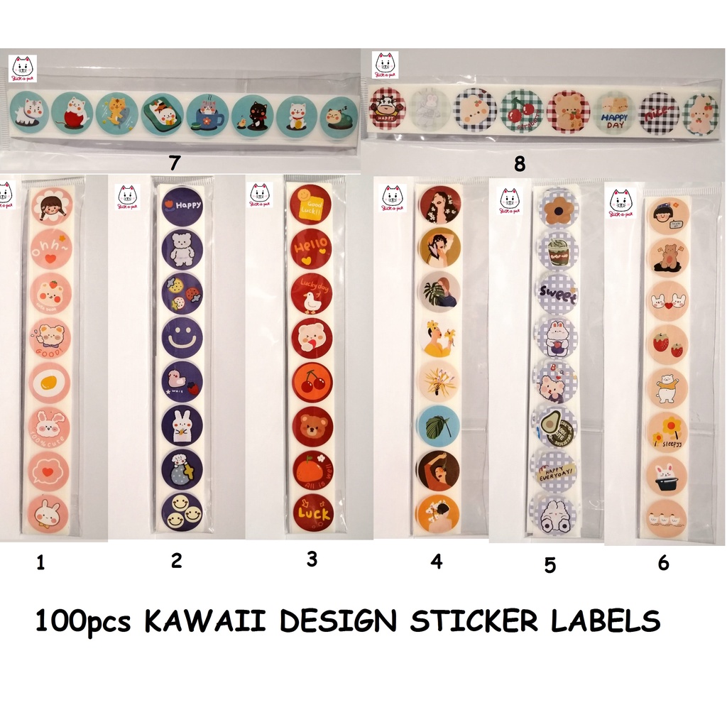 100pcs KAWAII DESIGN STICKER LABELS | Shopee Philippines