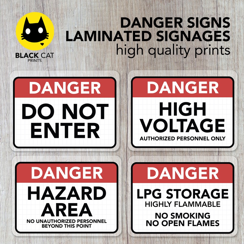Danger Signs / Do Not Enter / Hazard Area / High Voltage / LPG ...