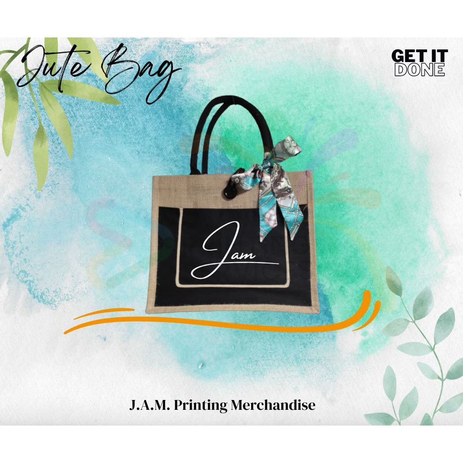 Personalized Jute Abaca Tote Bag with Pocket | Shopee Philippines