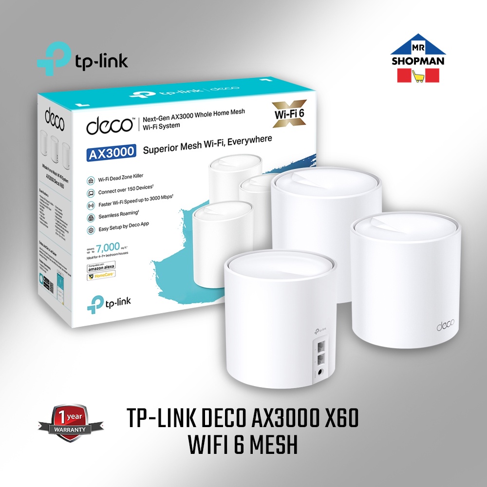 TPLink Deco X60 3 Pack Wifi6 AX3000 Whole Home Mesh Wifi 6 System ...