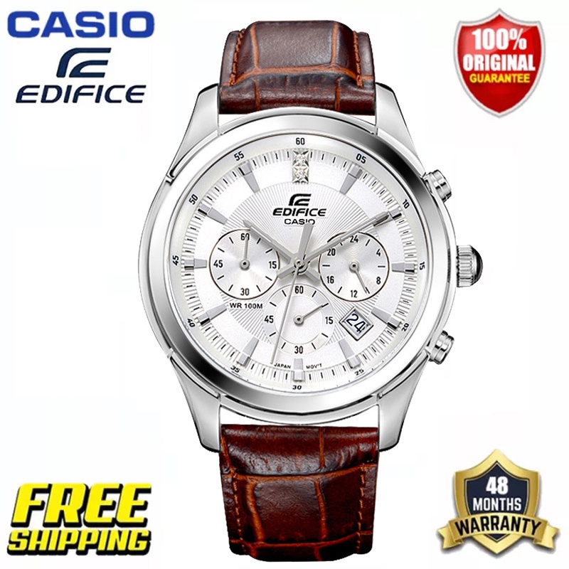 ( 2 YEARS WARRANTY ) Casio Edifice (EFR-517L) Brown Leather Strap 50 ...