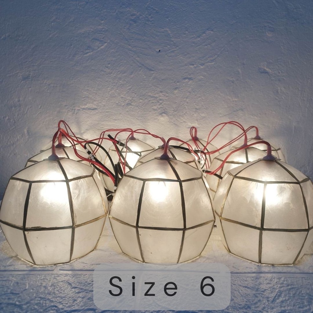 Capiz Ball with lights Solar Power & Plug Type Outdoor Free Extra Bulbs ...