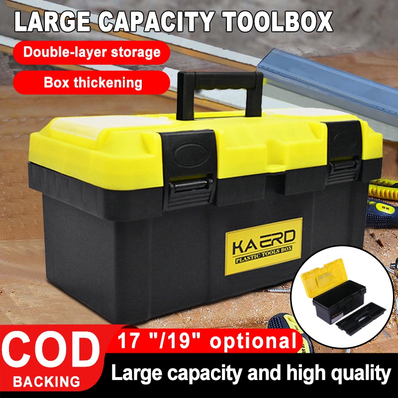 【COD】Multifunctional Plastic Tool Box 17"/19" Portable Storage Box ...
