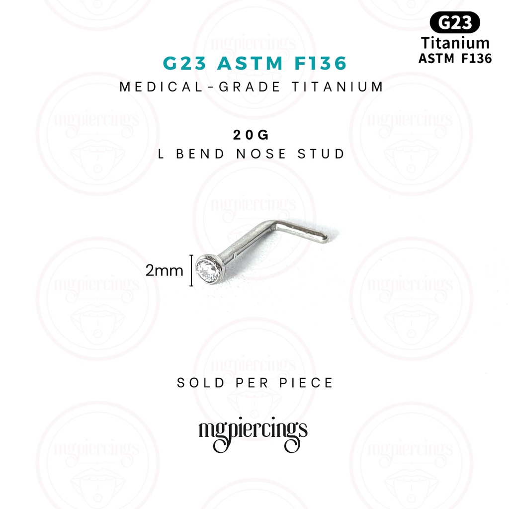 Medical-Grade Titanium G23 ASTM F136 L-shaped Nose Piercing 20G ...