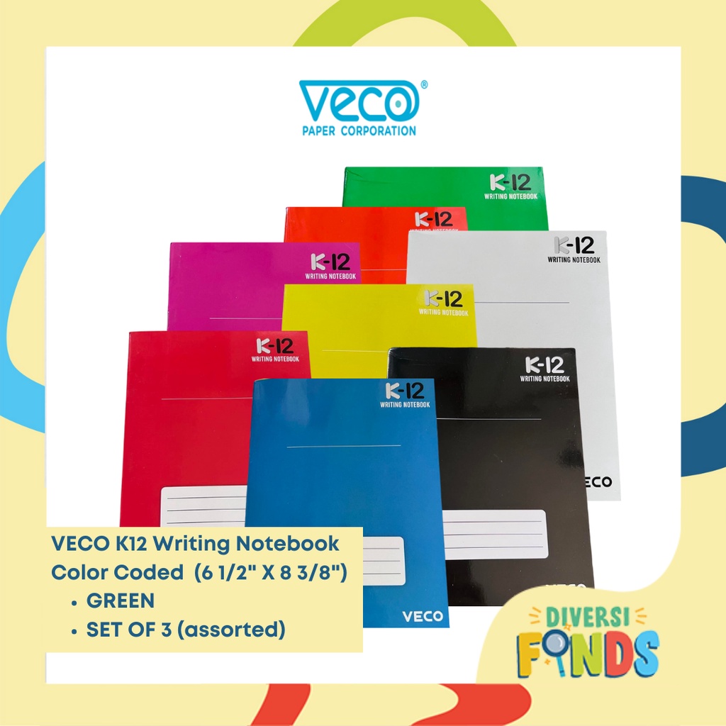 VECO K-12 Grade 1 and 2 - Thick Paper Color Coding WRITING Notebook 6 1 ...