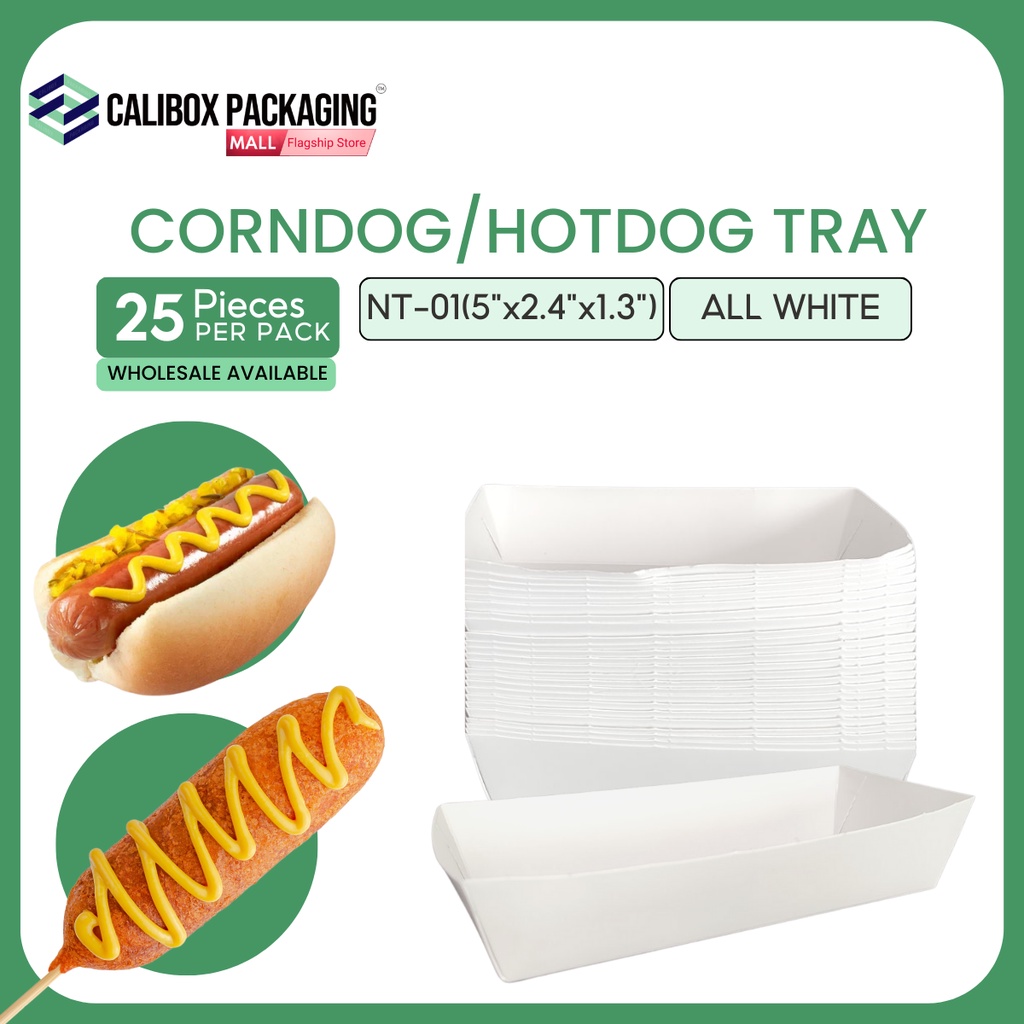 Calibox Packaging White Paper Tray, Hotdog Tray, Waffle Tray, Corndog ...