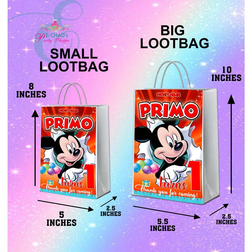 Mickey Mouse theme lootbag / paper bag (10pcs./order) | Shopee Philippines