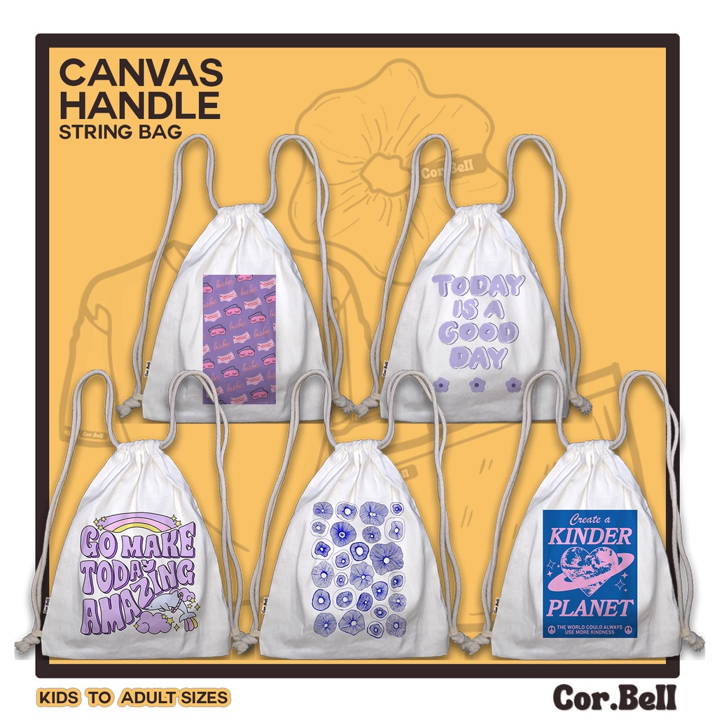 String Bag SOMETHING PURPLE Aesthetic Color Canvas Katsa Korean ...