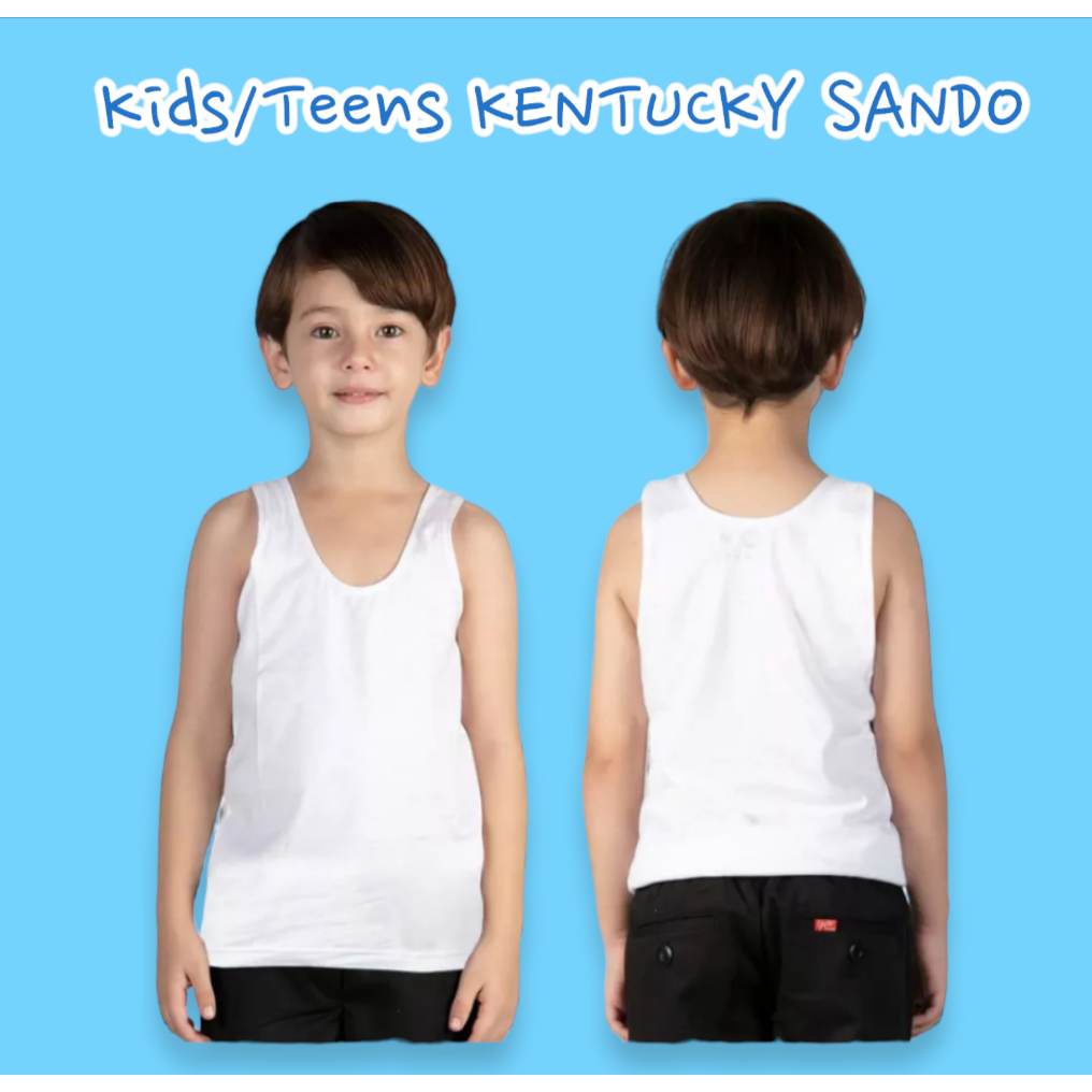 KIDS/TEENS KENTUCKY SANDO 2-14 YRS OLD PLAIN WHITE SANDO- PURE COTTON ...