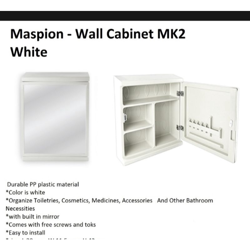 Bathroom Wall Cabinet MK2 White Maspion Brand | Shopee Philippines