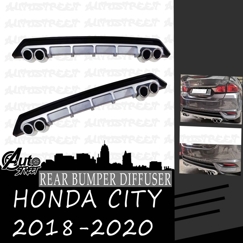 Honda City 2018-2020 Rear Bumper Diffuser (Matte Black/Silver) | Shopee ...
