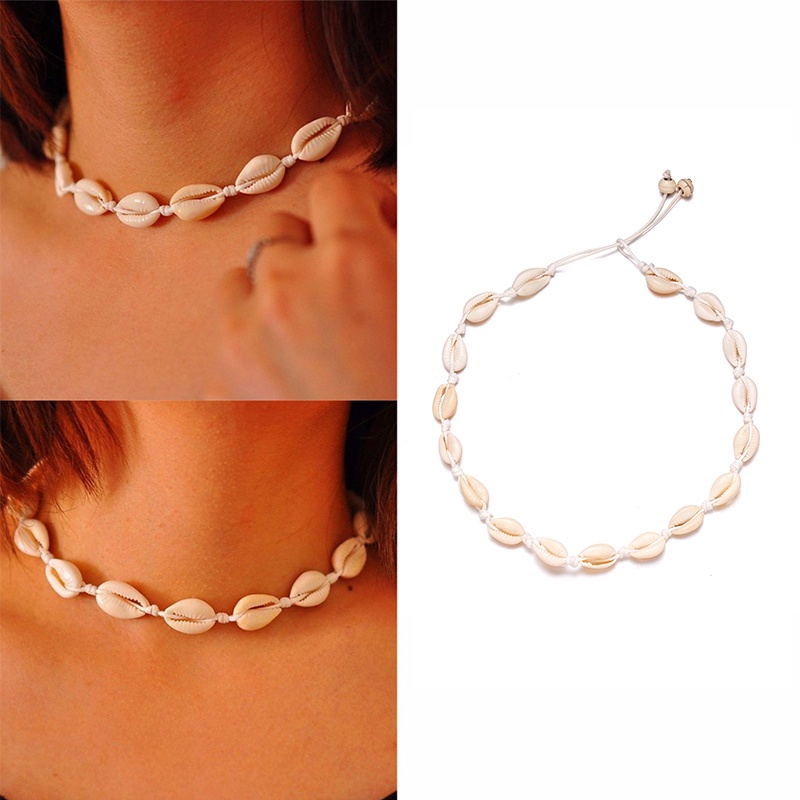 Bohemian Necklace for Women Natural Sea Shell Pendant Collar Choker ...