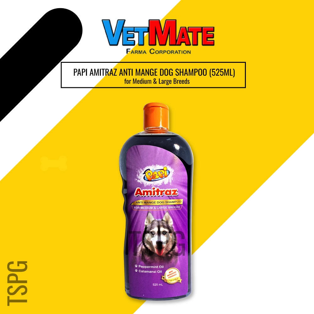 Papi Amitraz Anti Mange Dog Shampoo for Medium & Large Breeds 525mL ...