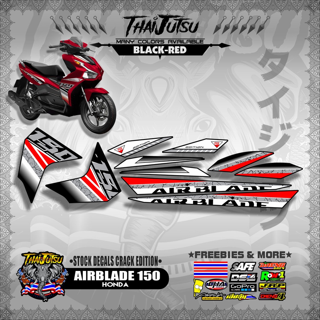 HONDA AIRBLADE 150 ( STOCK DECALS CRACK EDITION )【ThaijutsuStickers ...