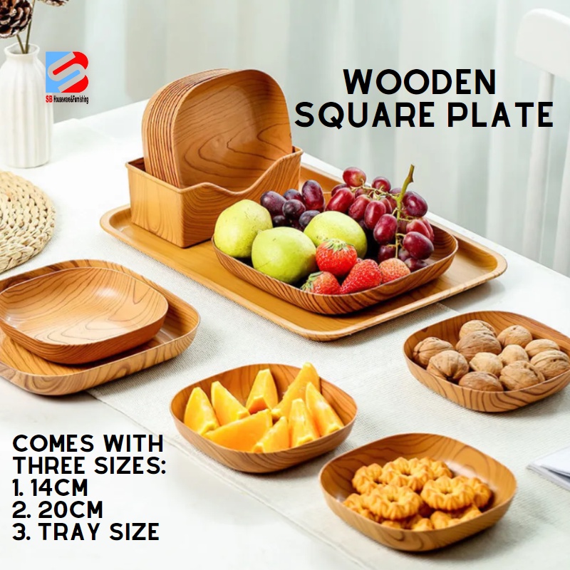 Kitchen Square Plate Plastic Wooden Plates Household Snack Plate ...