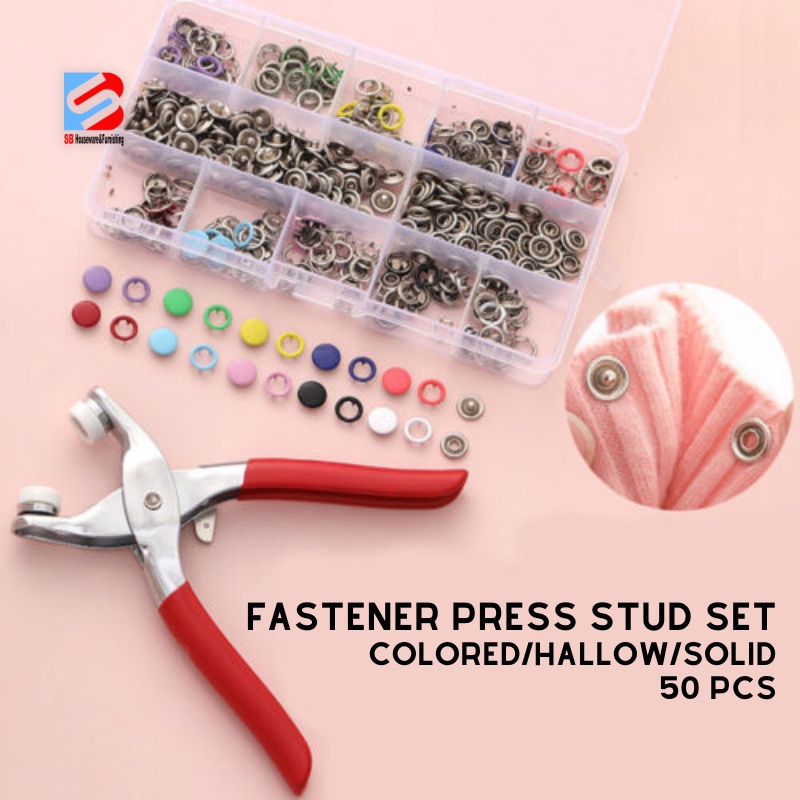 Susan1188 Plier Tool 50pcs Metal Snap Fastener Kit for Clothing Five ...