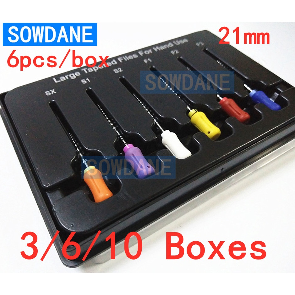 3 Boxes/6 box 21mm Dental Ni-Ti Root Canal File Hand Use Large Taper Ni ...
