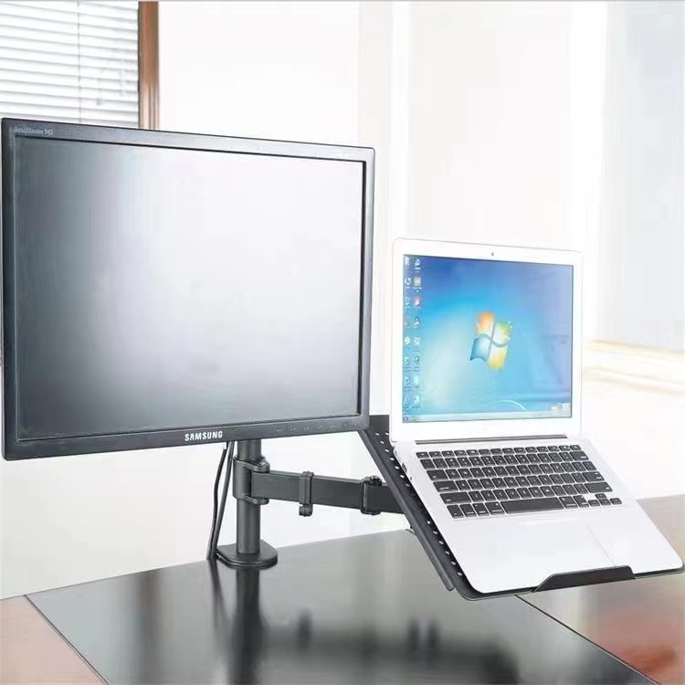 40CM DUAL MONITOR ADJUSTABLE MOUNT BRACKET WITH LAPTOP STAND TRAY ...