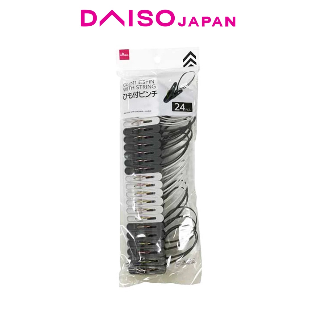Daiso White & Gray Laundry Clothespin with Strings (24 pieces) | Shopee ...