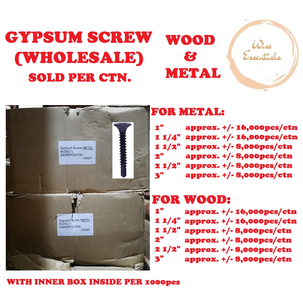 GYPSUM Screw WHOLESALE for Wood and Metal | Shopee Philippines