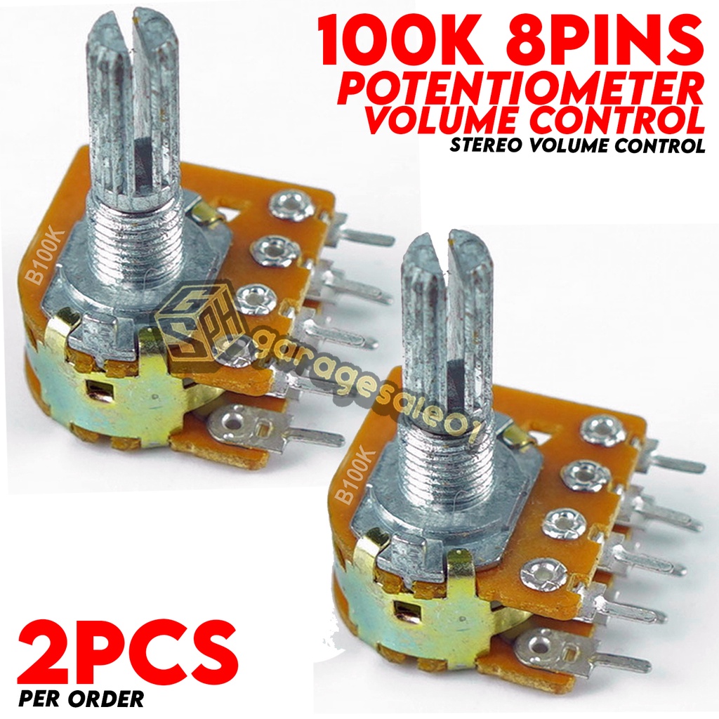 GS 2PCS 100K 8-Pin Stereo Potentiometer Volume Control Knob –for ...